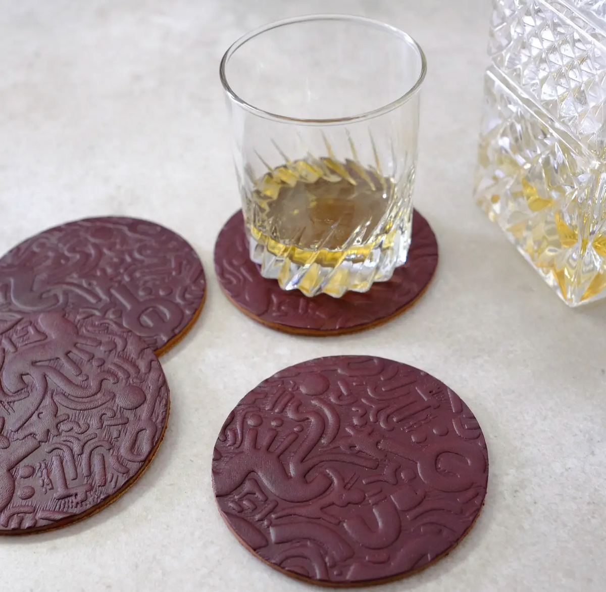 Embossed Leather Coaster - Nikki | BryerMade